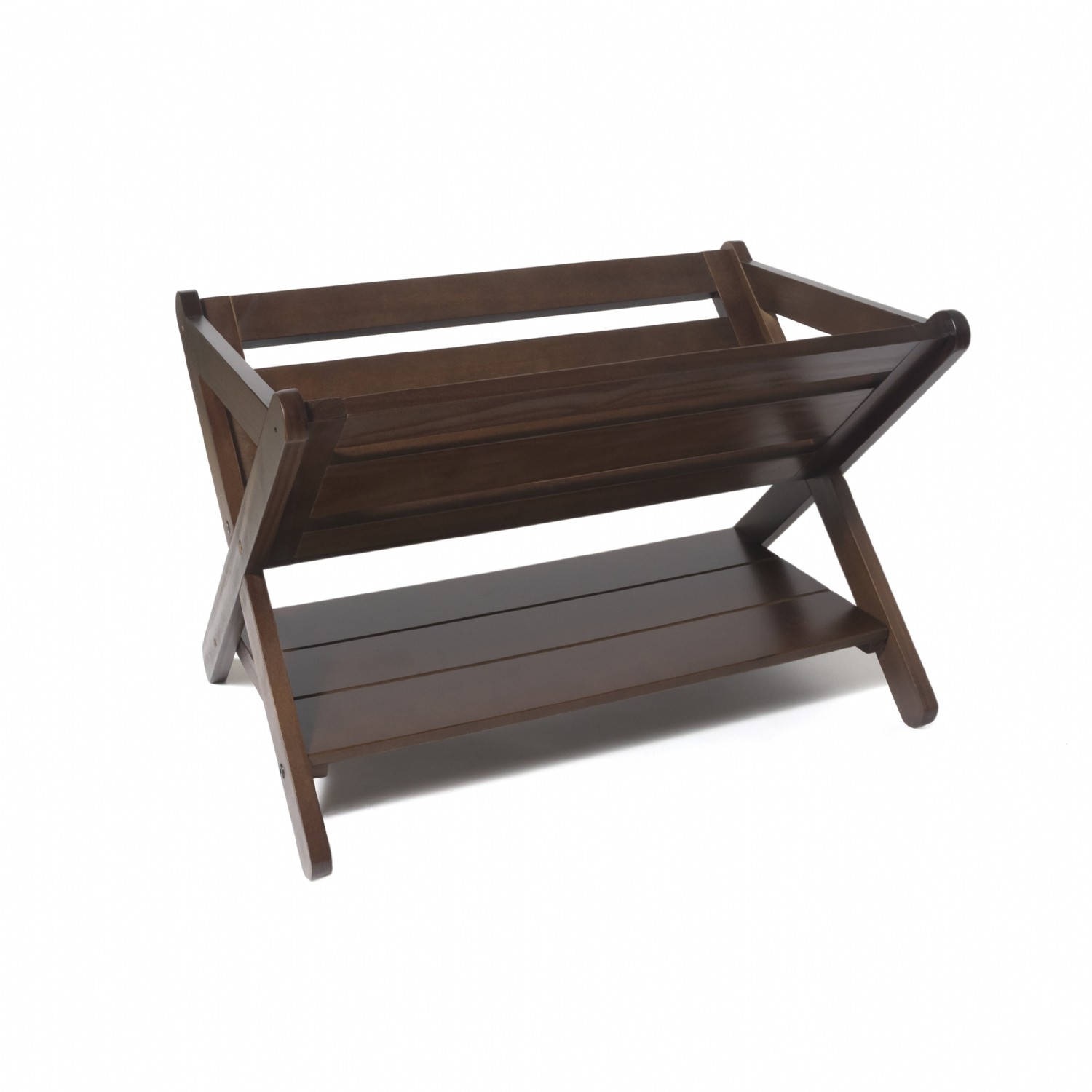 Kids' Book Caddy with Shelf, Walnut Finish | Lipper International