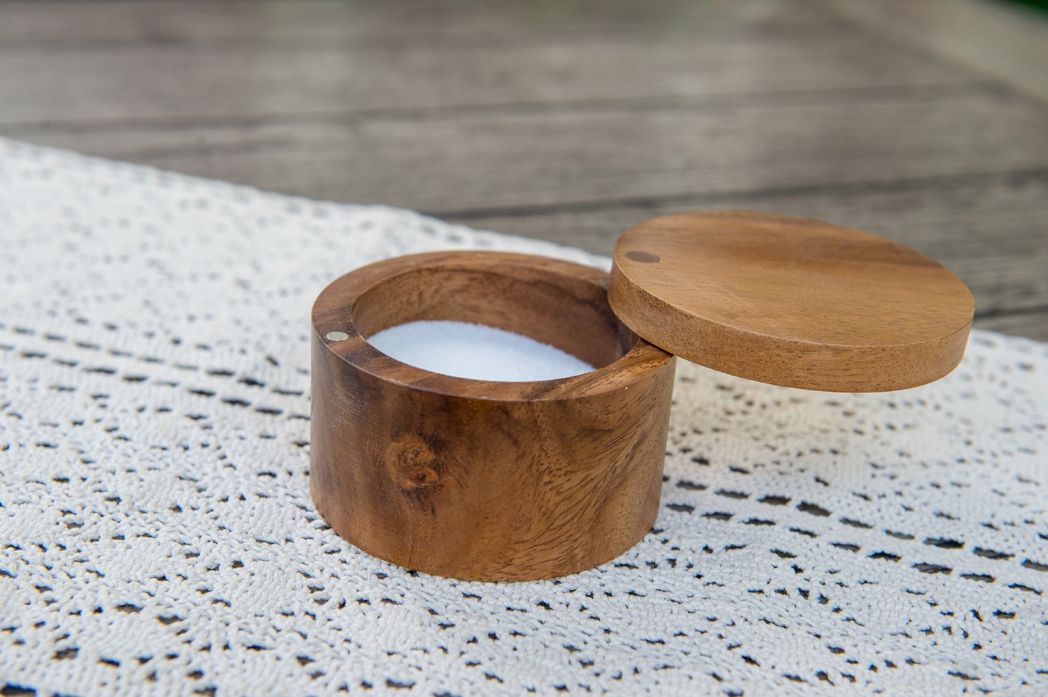 Acacia Salt Box with Swivel Cover | Lipper International