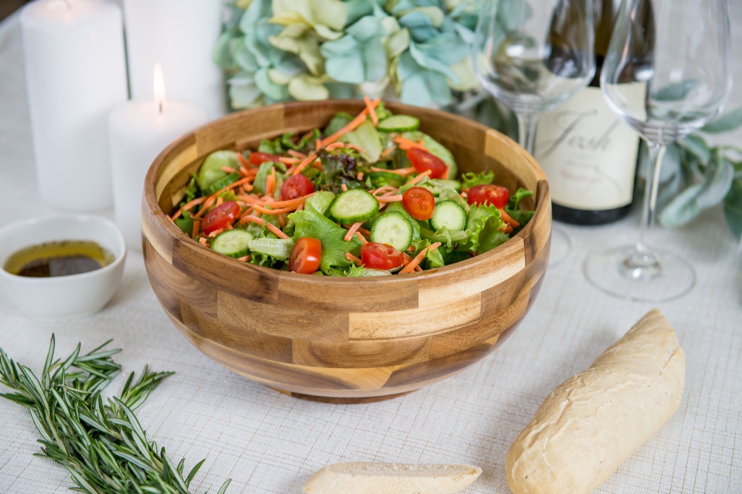 Acacia Large Round Salad Bowl | Lipper International