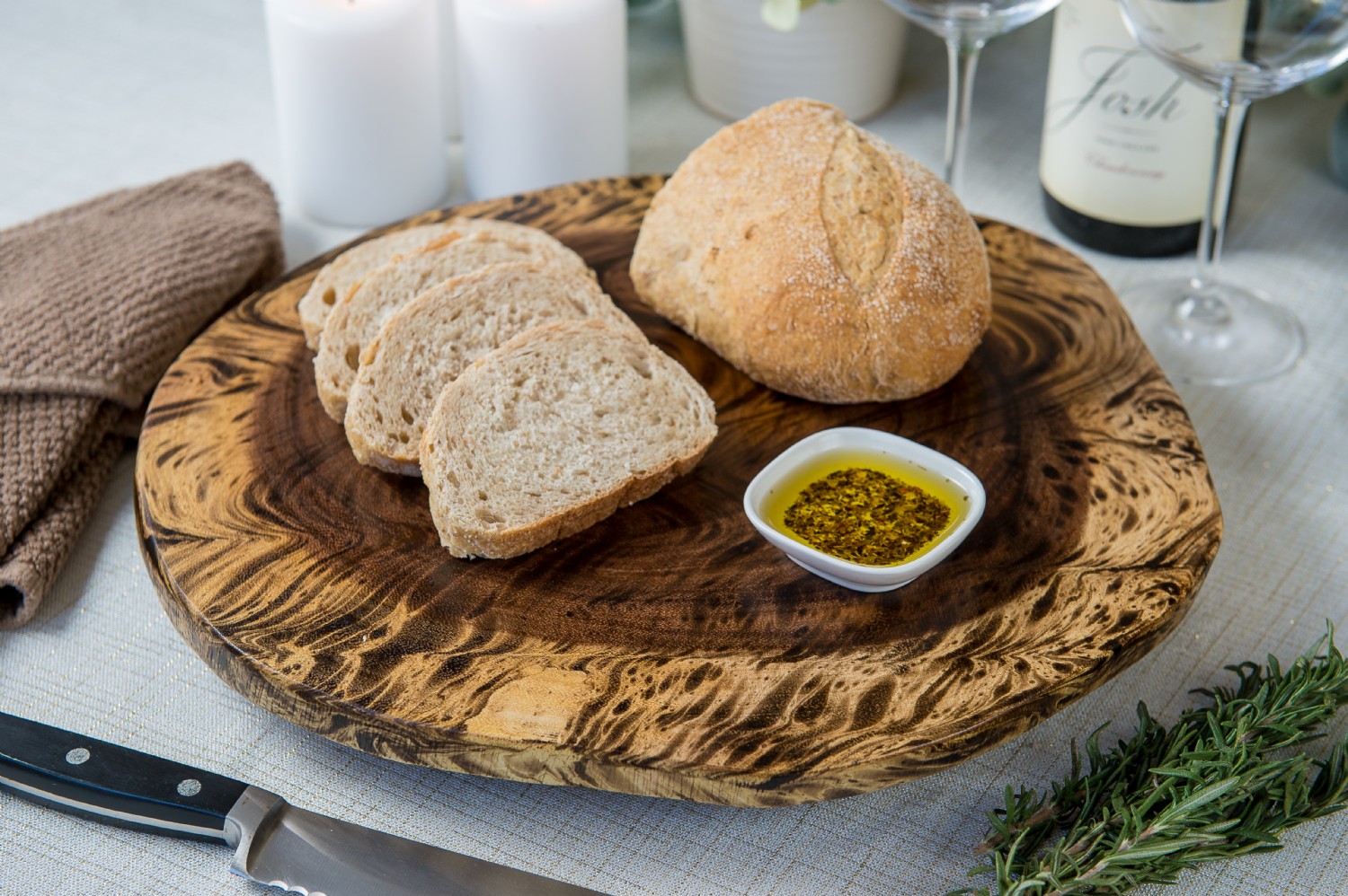 Acacia Nautral Burl Finish Server, Large | Lipper International