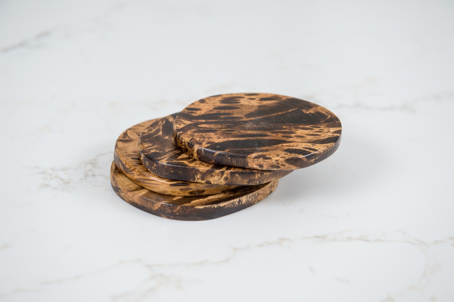 Acacia Burl Finish Coasters, Set of 4 | Lipper International