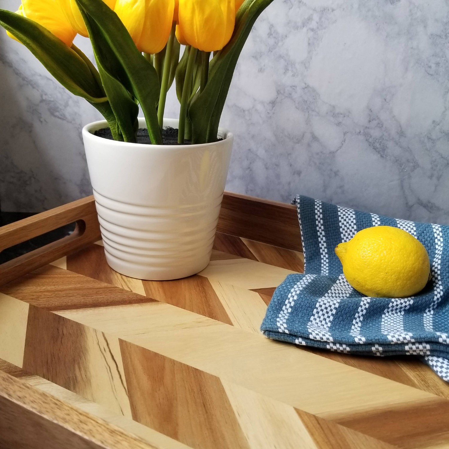 Acacia Herringbone Serving Tray | Lipper International