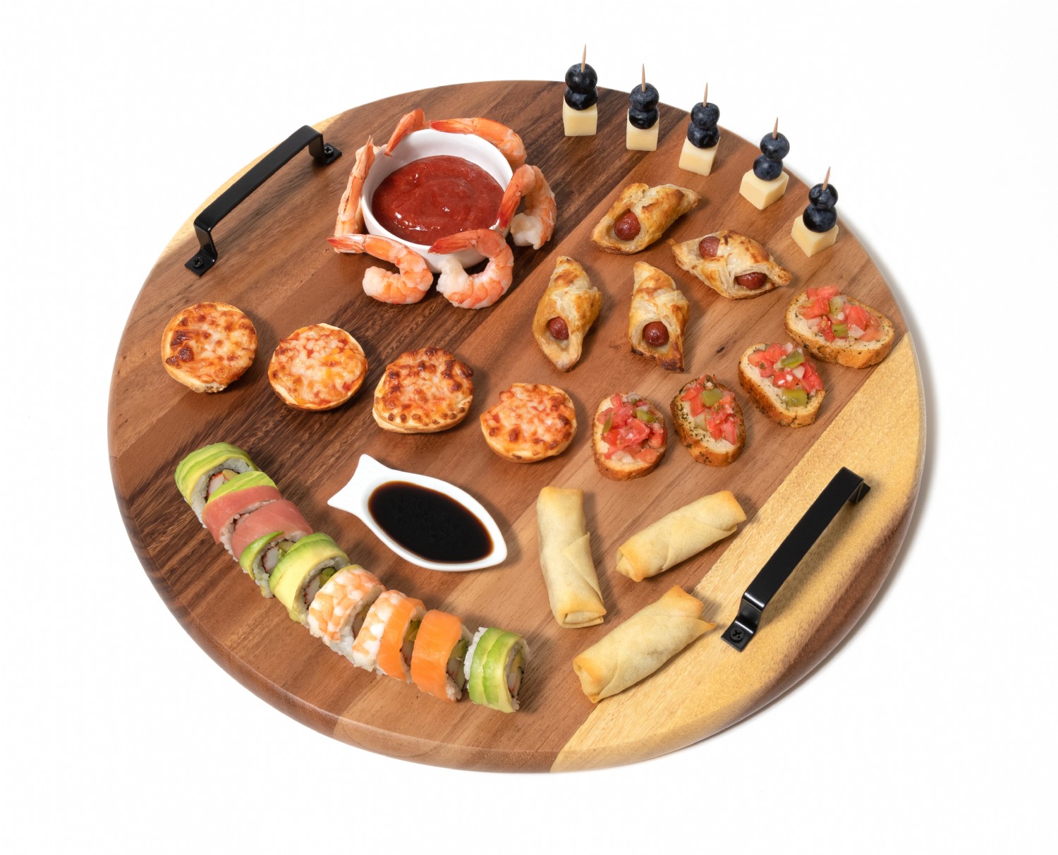 Acacia Round Serve Board with Handles | Lipper International