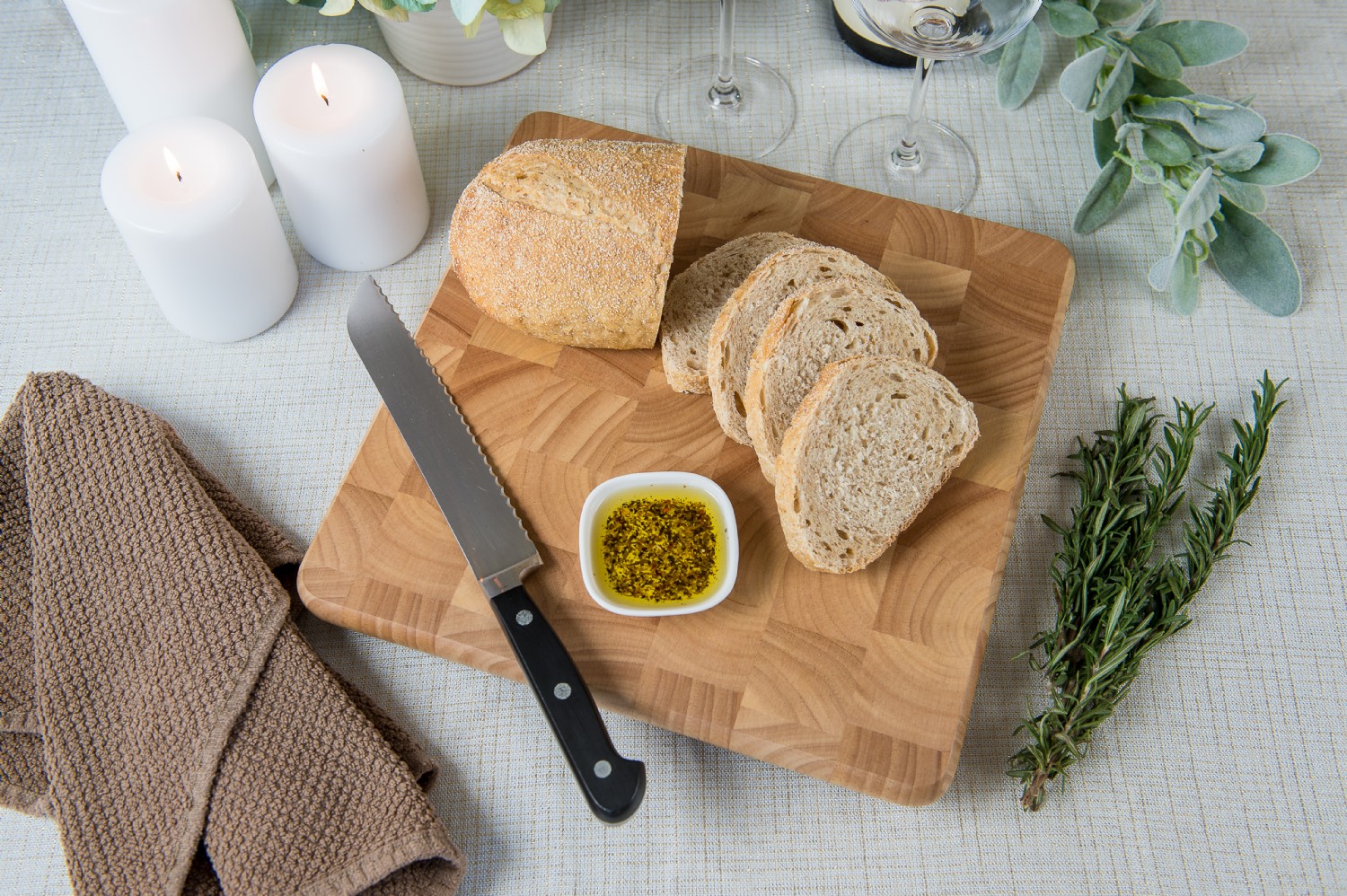 Rubberwood Square End-Grain Chopping Block | Lipper International