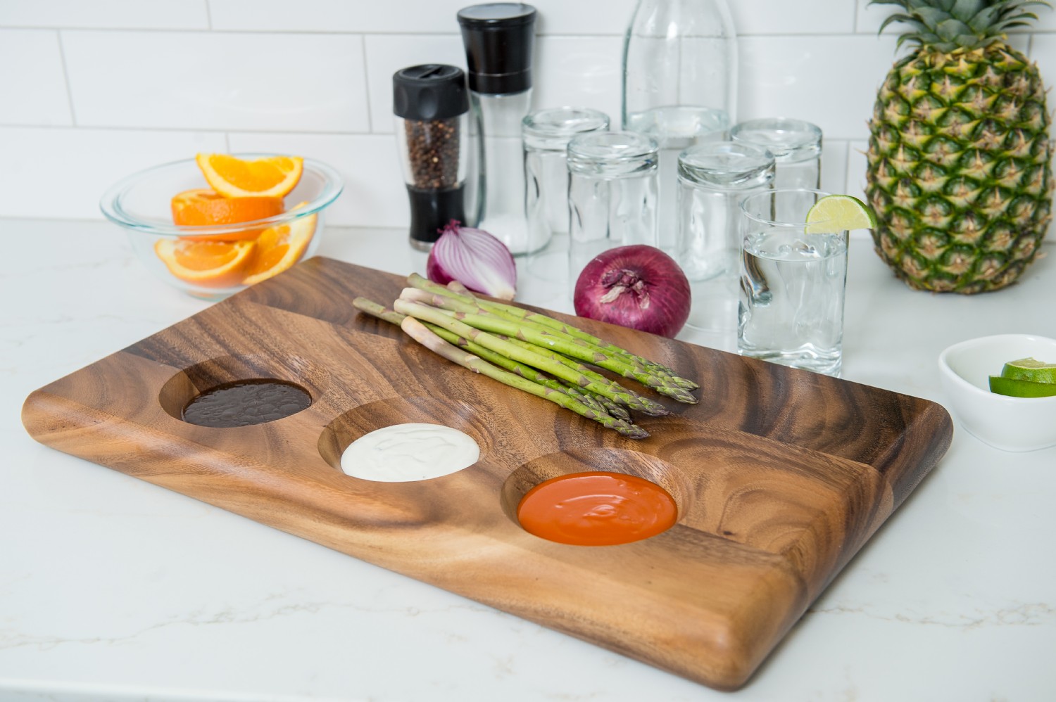 Acacia 3 Dip Serve Board | Lipper International