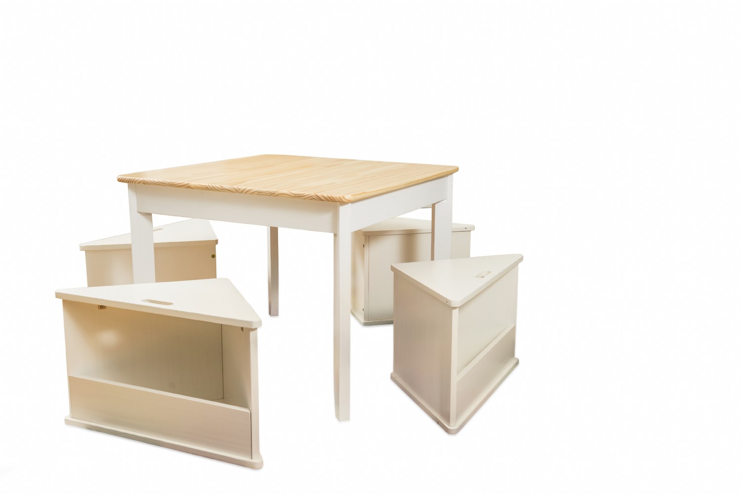Kids Table with Nested Chairs, Natural White Finish | Lipper International