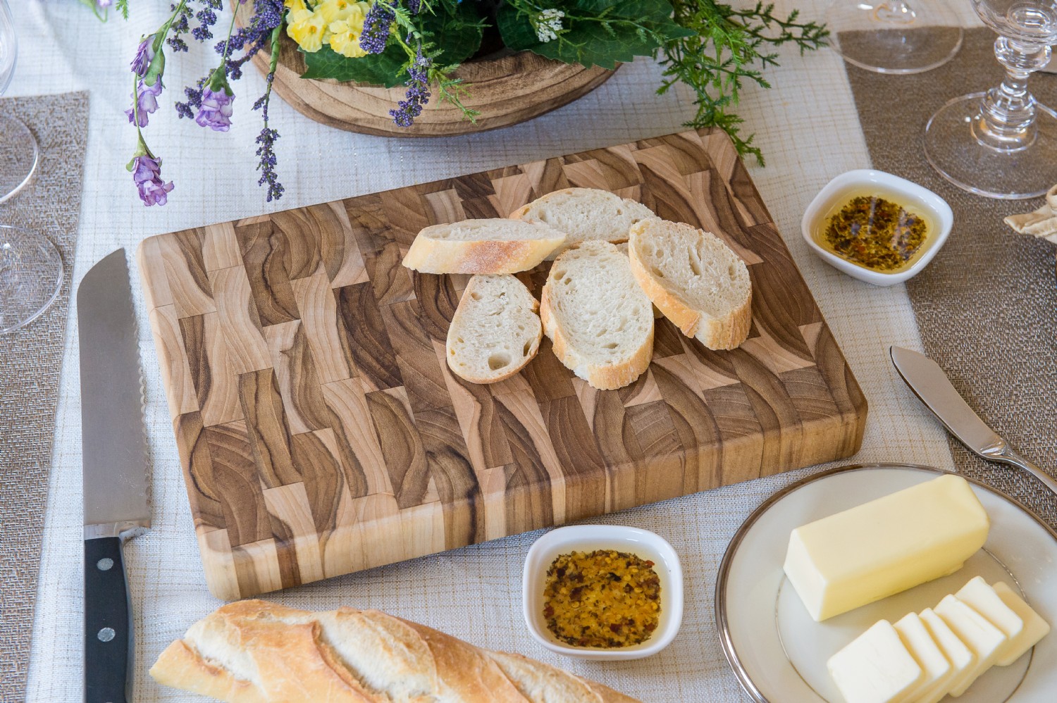 Teak End Grain Chopping Block with Feet | Lipper International