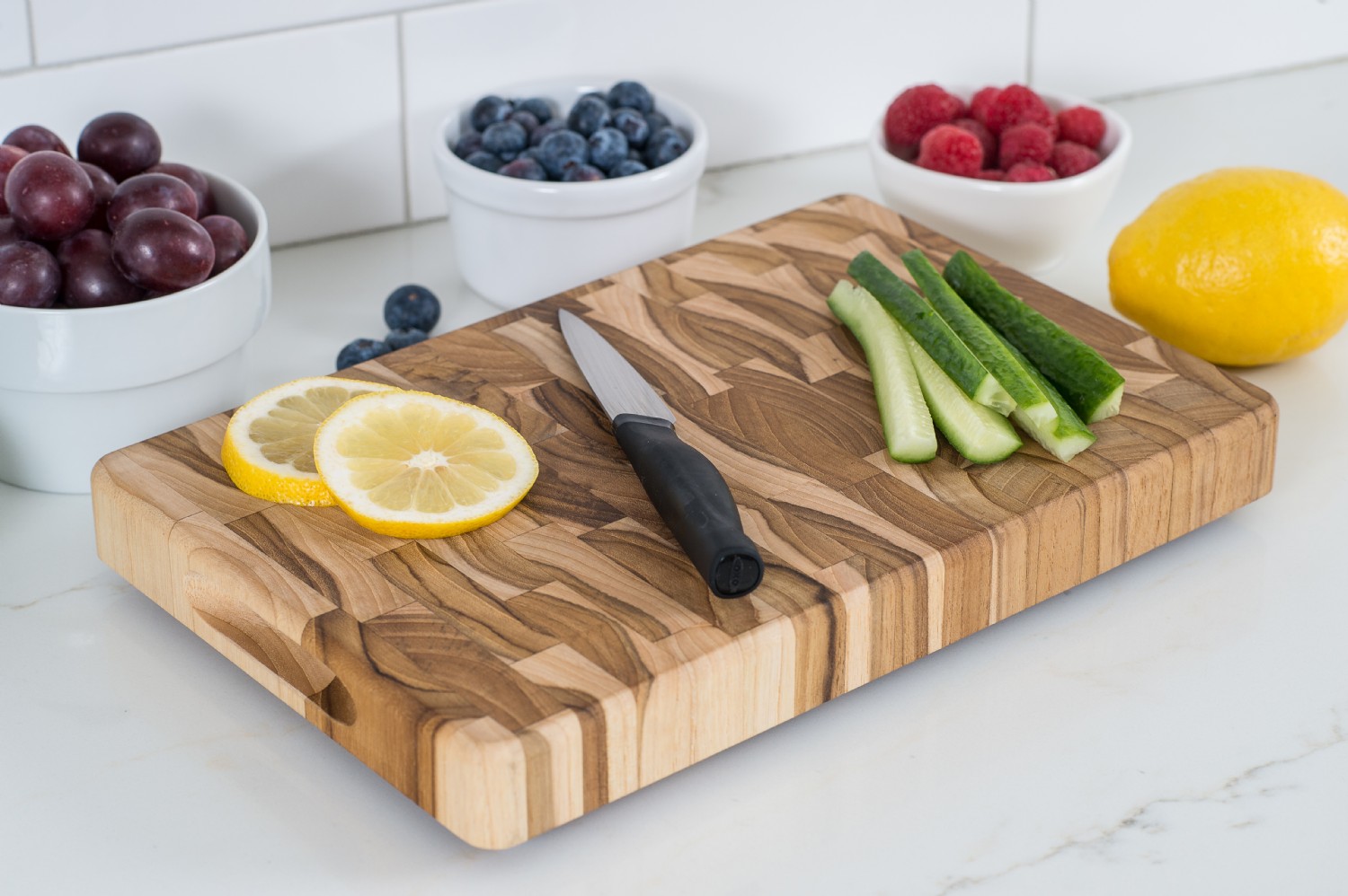 Teak End Grain Chopping Block with Feet | Lipper International