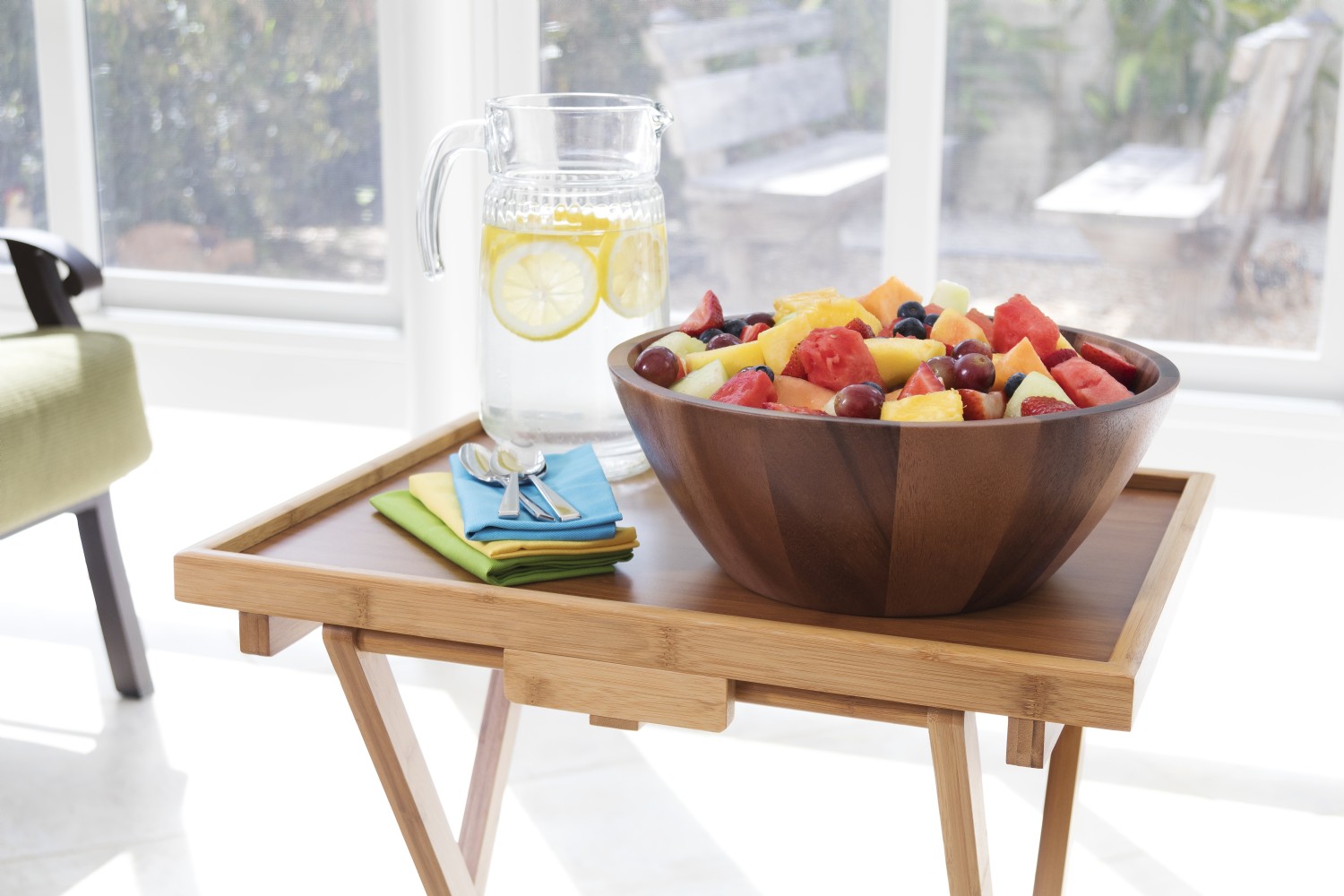 Bamboo Lipped Snack Tables, Set of 2 | Lipper International