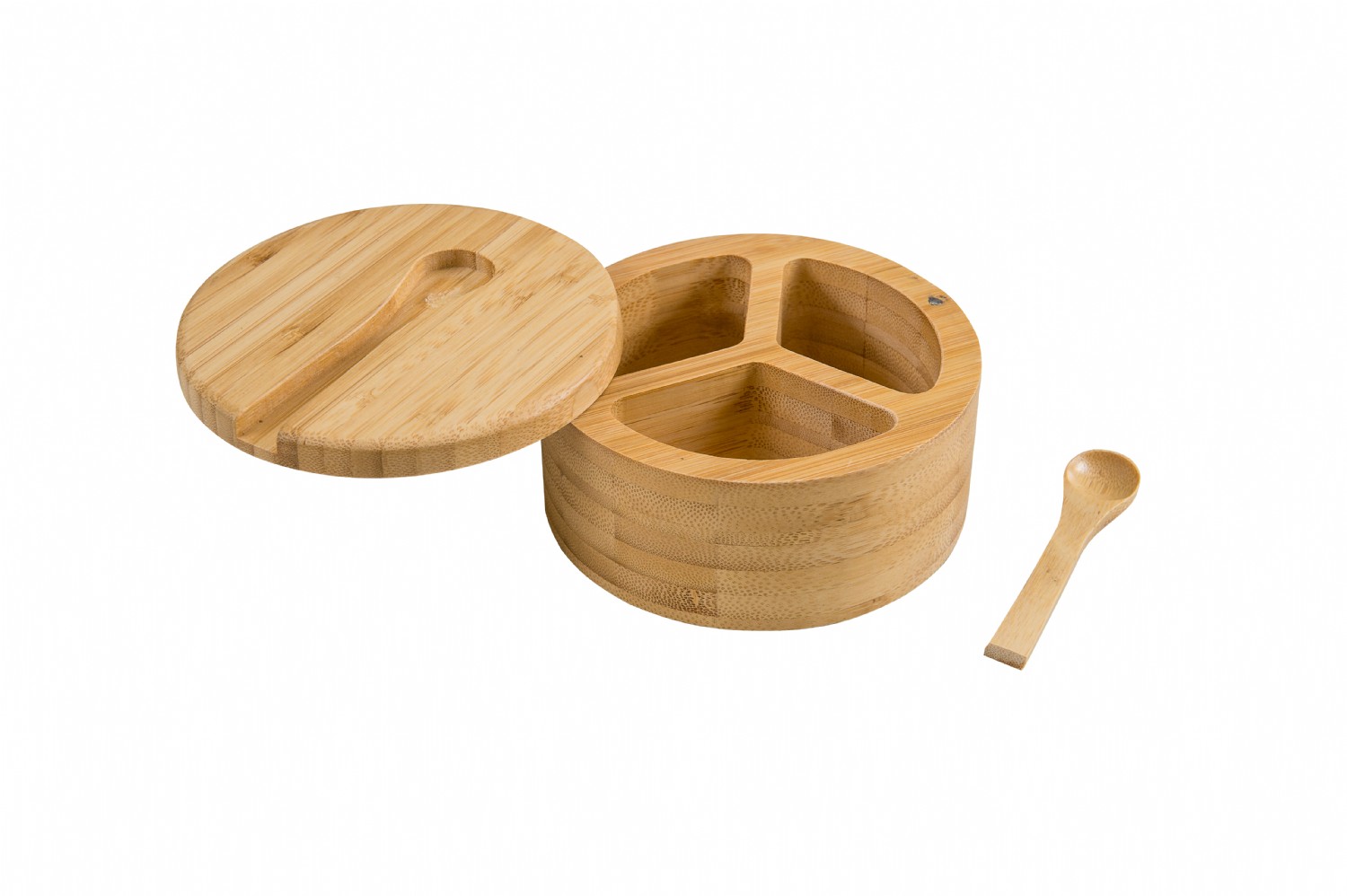 Bamboo 3-Section Salt Box with Spoon | Lipper International