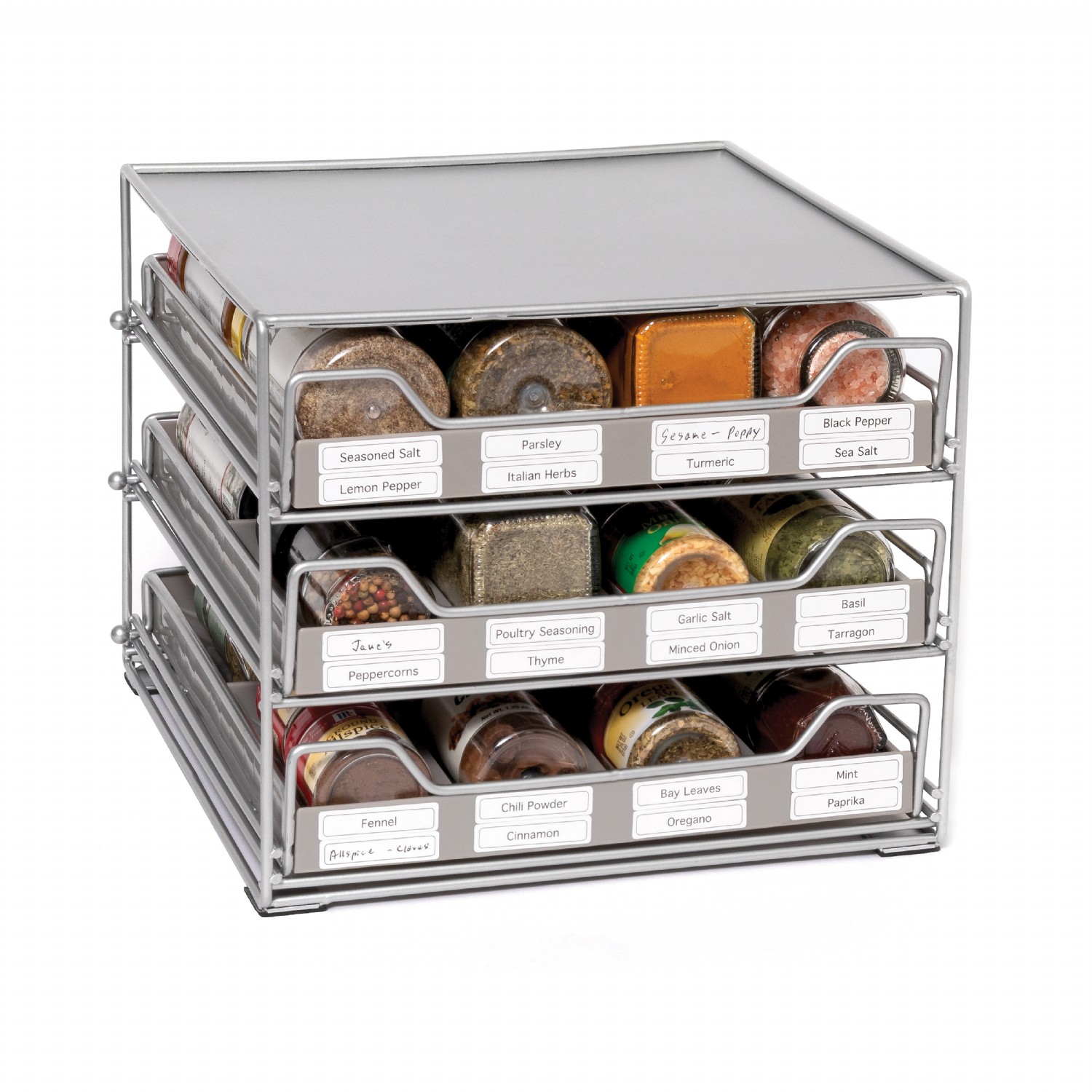 24-Bottle Three Tier Metal Spice Rack | Lipper International