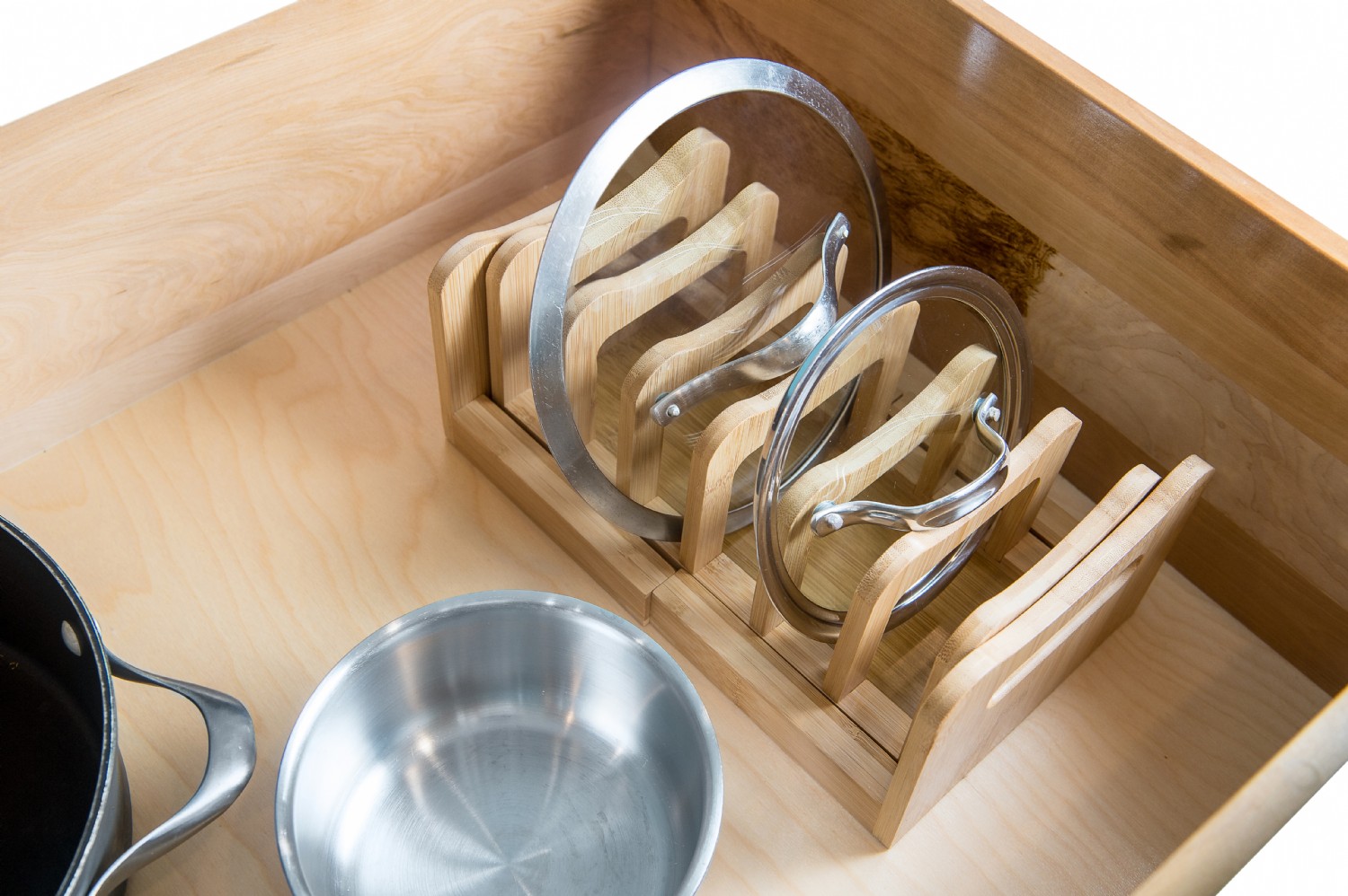 Bamboo Expandable Lid Holder with Removable Dividers | Lipper International
